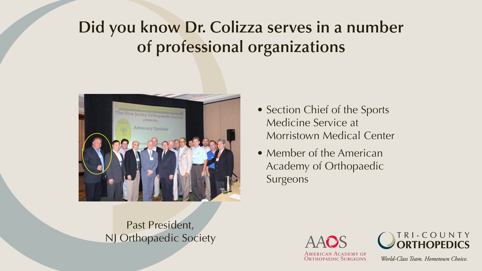 Colizza - Organizations | Tri-County Orthopedics
